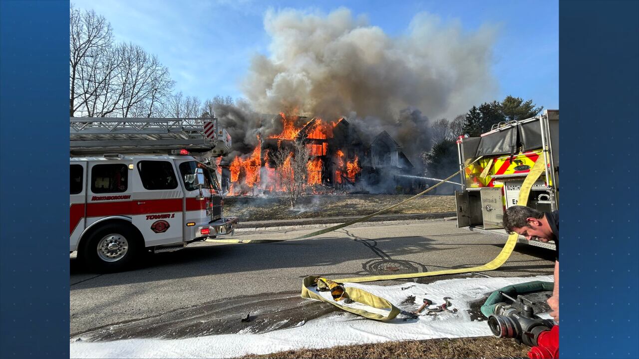 Fire crews battle two-alarm structure fire in Northborough