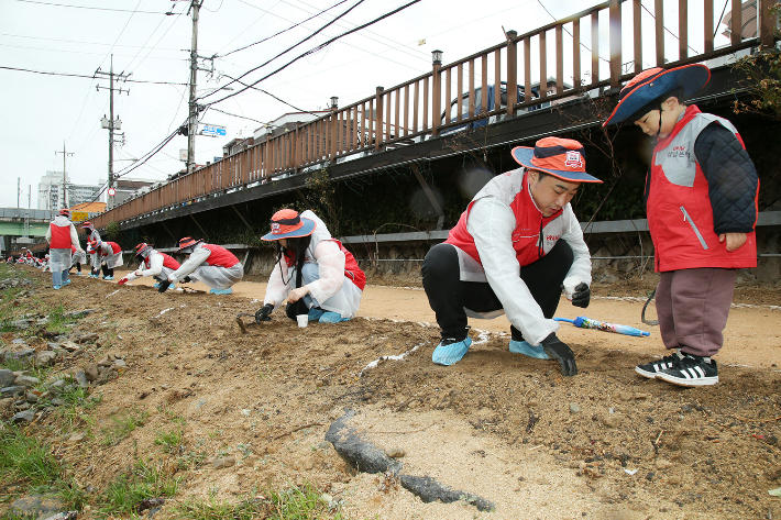 BNK경남은행 "삼호천 토닥길에 꽃밭 조성합니다"