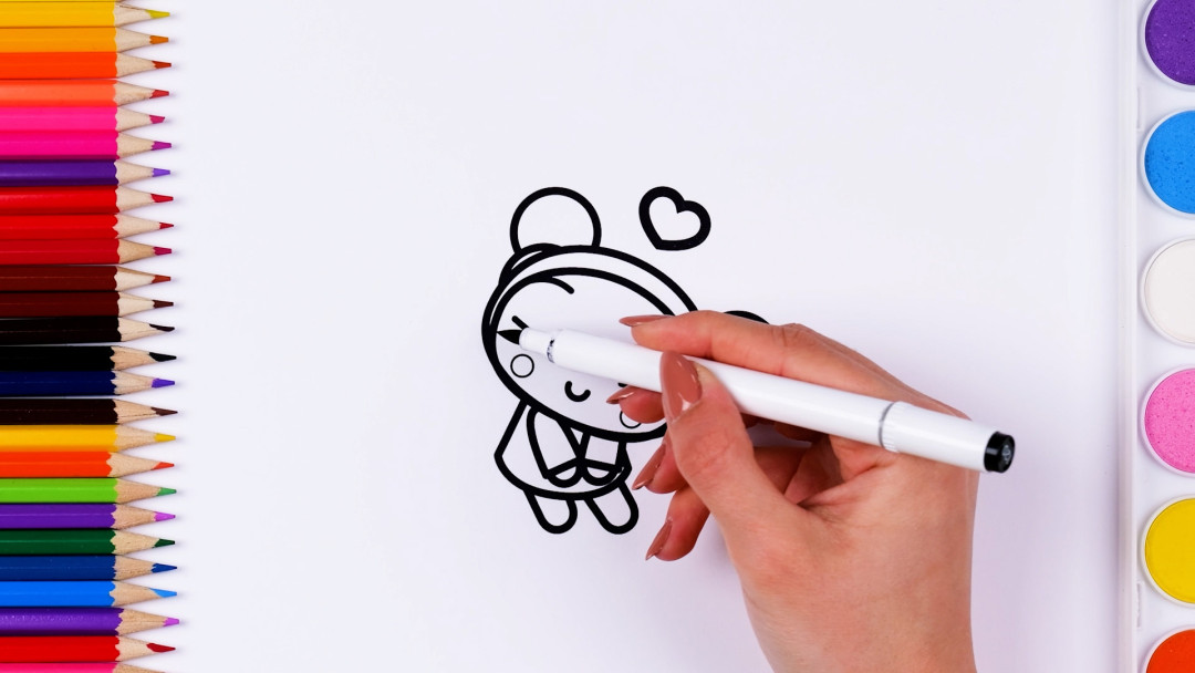 Little Girl Drawing | Coloring in Activity