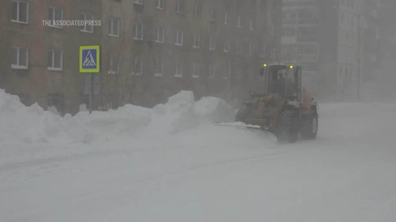 Heavy snowstorm hits Russia’s Arctic city of Norilsk