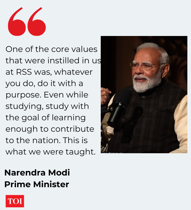 'Feel blessed to have gained life’s purpose from RSS': PM Modi on Lex ...