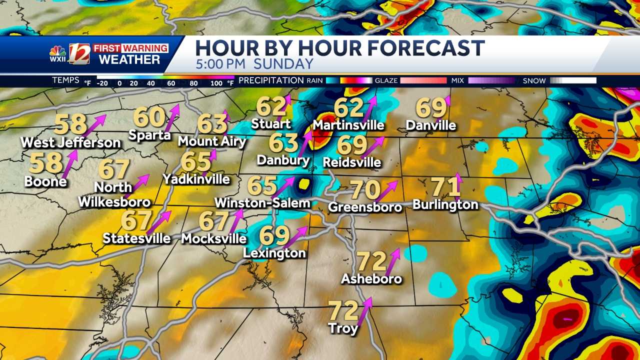 Weather in North Carolina, what to expect hour by hour on Sunday