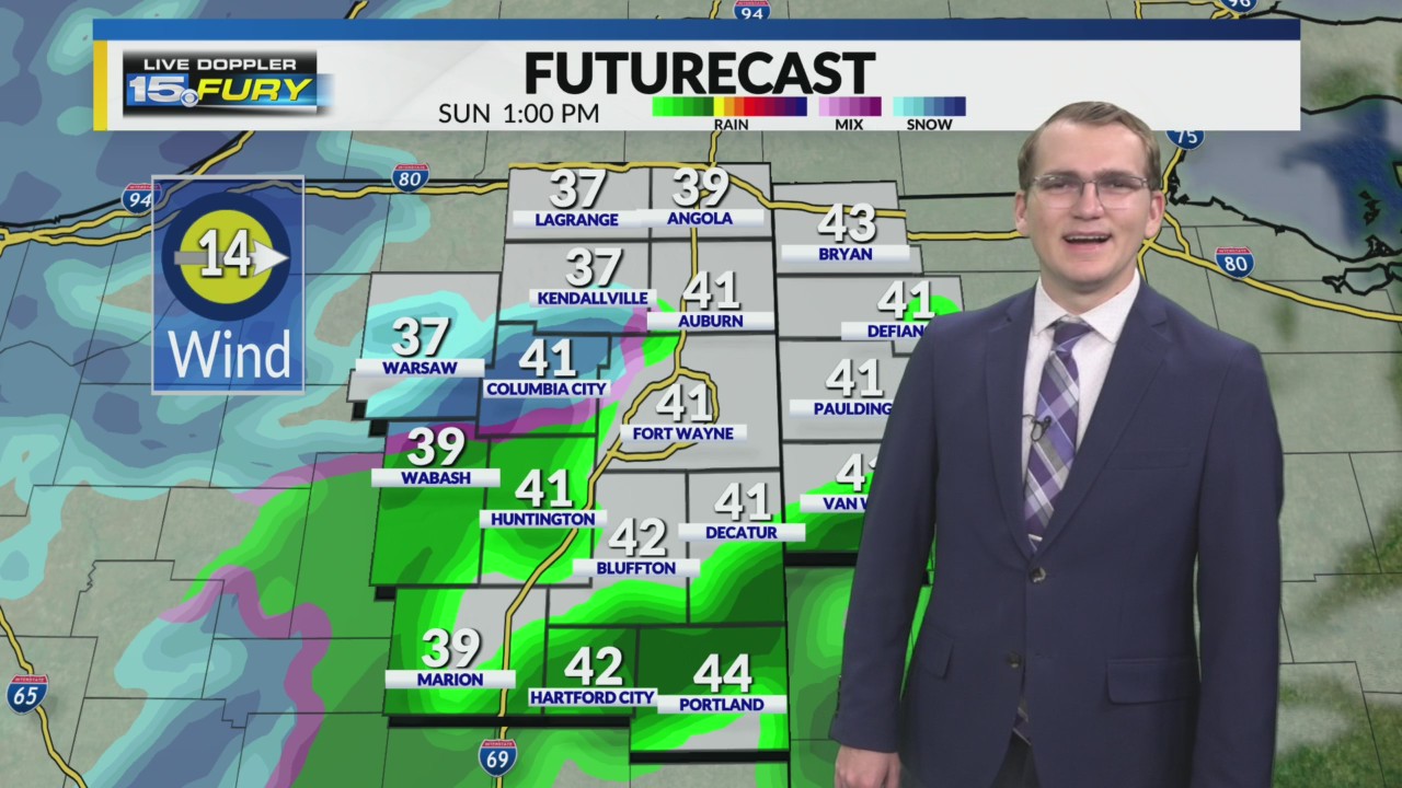 A few rain/snow showers Sunday afternoon