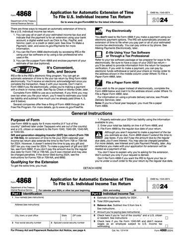 Form 4868: 6-Month Extension to File a Tax Return