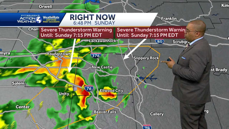 Severe Thunderstorm Warning issued for parts of Western Pennsylvania