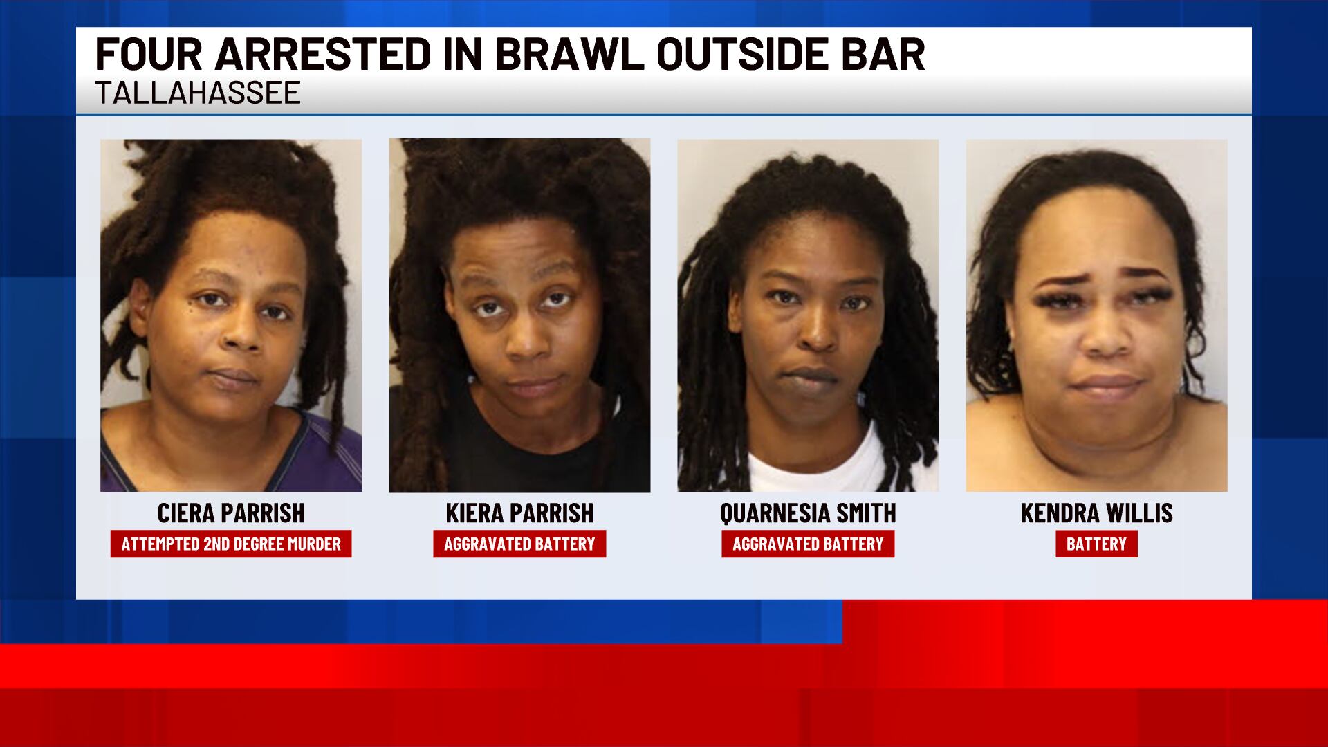 Four women arrested, accused of beating man outside Tallahassee bar