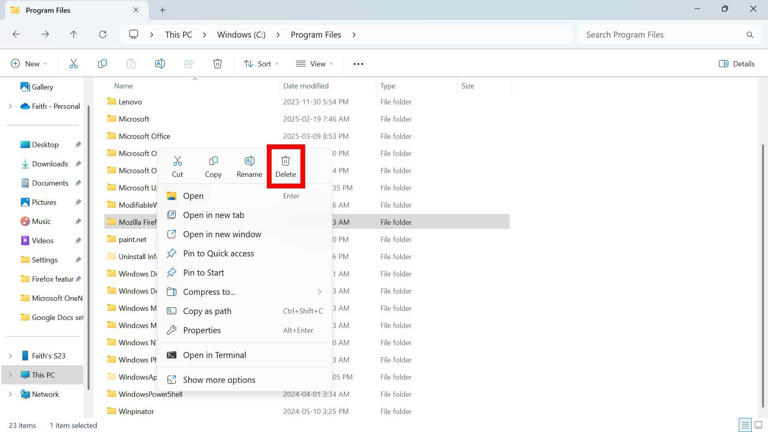 Microsoft Windows: How to locate and remove folders