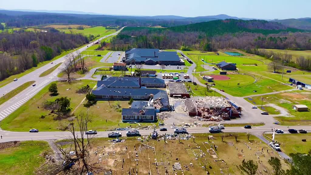 Storm damage to Winterboro High School in Talladega County