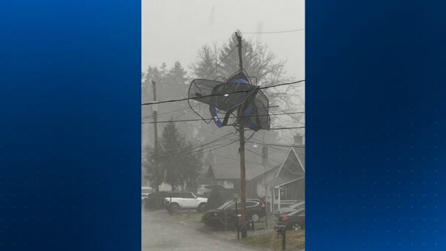 Roof blown off building, trampoline tossed into wires during severe ...