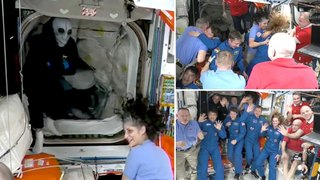 Moment ‘alien’ boards the International Space Station after SpaceX crew ...