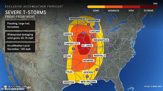 Mega storm in 17 states to bring life-threatening floods and tornadoes