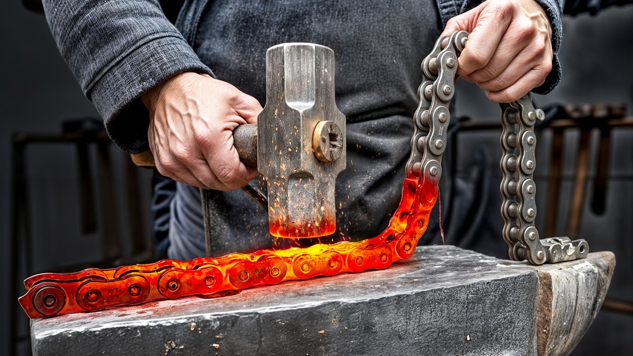 Epic Blacksmithing - Forging a Razor-Sharp Knife from Tractor Chains
