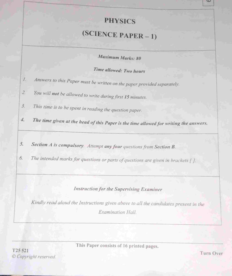 ICSE class 10 Physics Question Paper 2025 Available, Download PDF ICSE class 10 Physics Question Paper 2025 Available, Download PDF