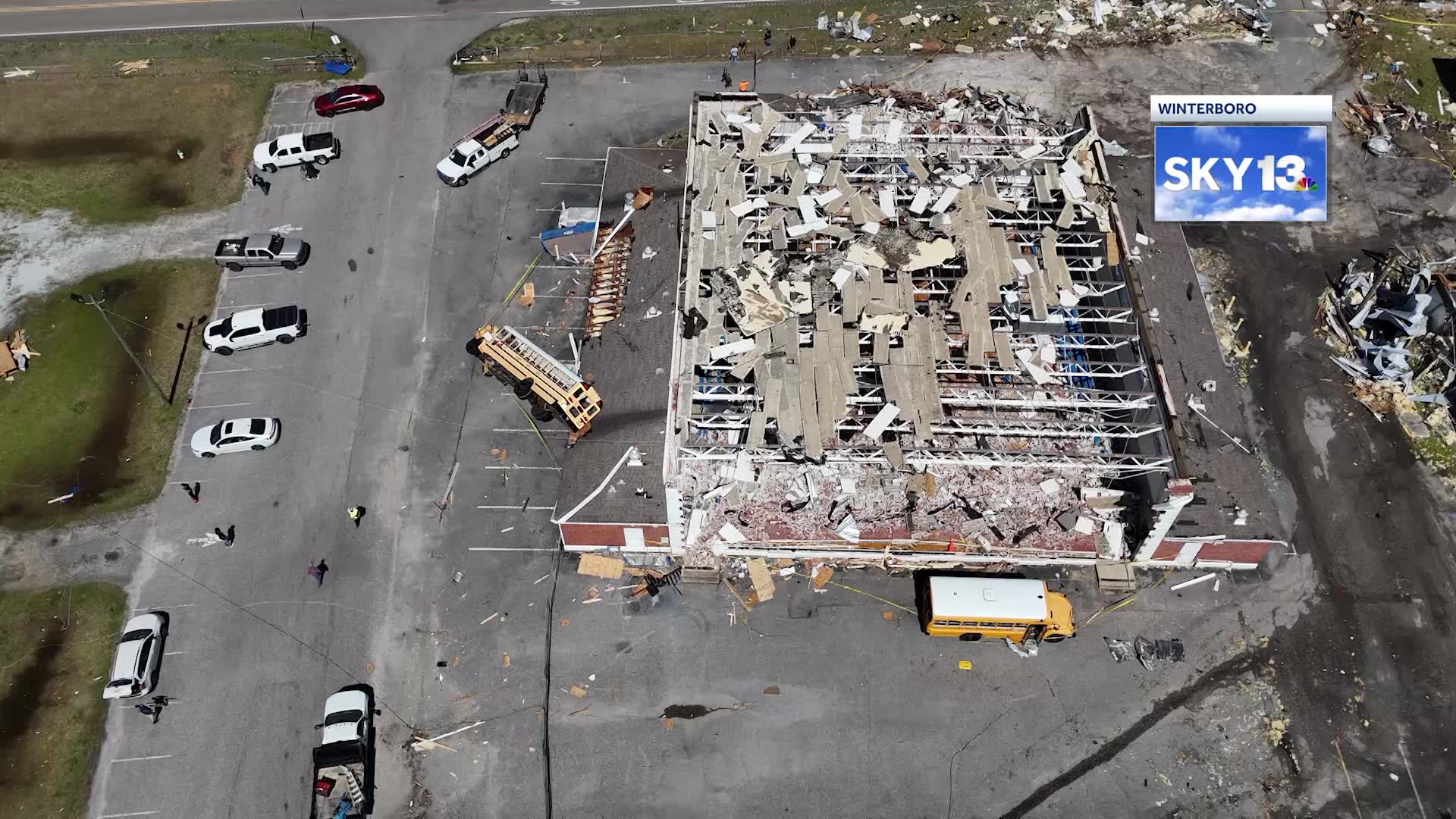 Drone footage captures destruction at Alabama high school after tornado ...