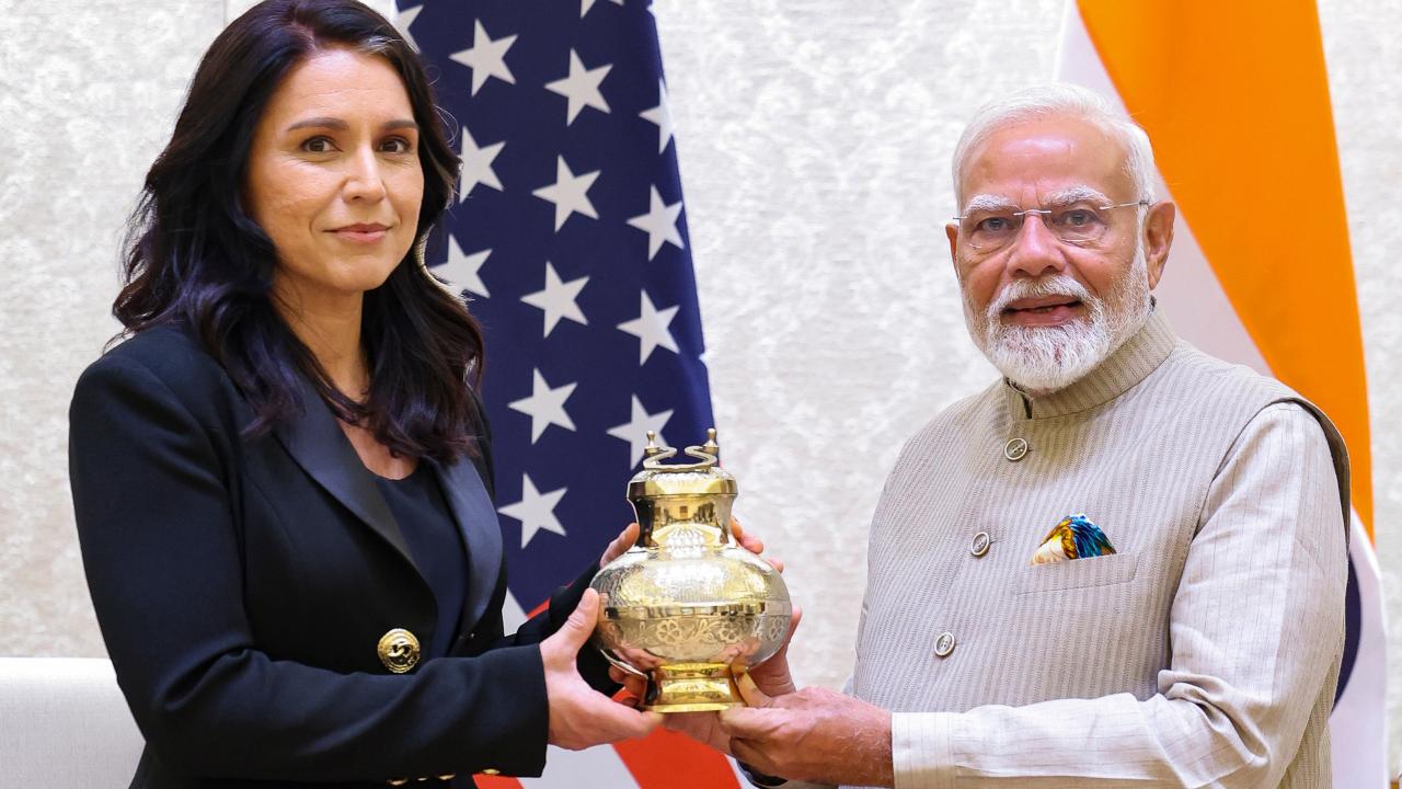 IN PHOTOS PM Modi welcomes Tulsi Gabbard presents her Ganga Jal