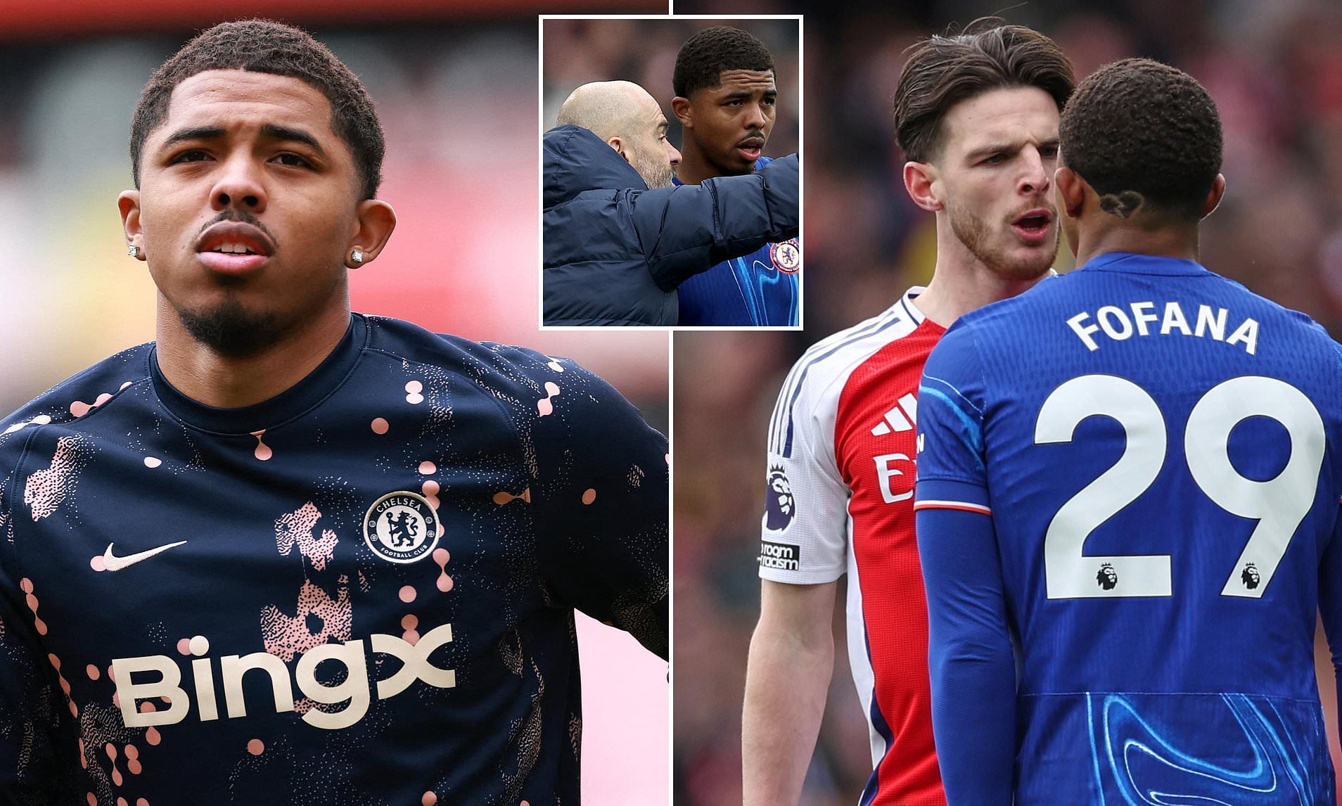 Chelsea players and officials rally around Wesley Fofana after the ...