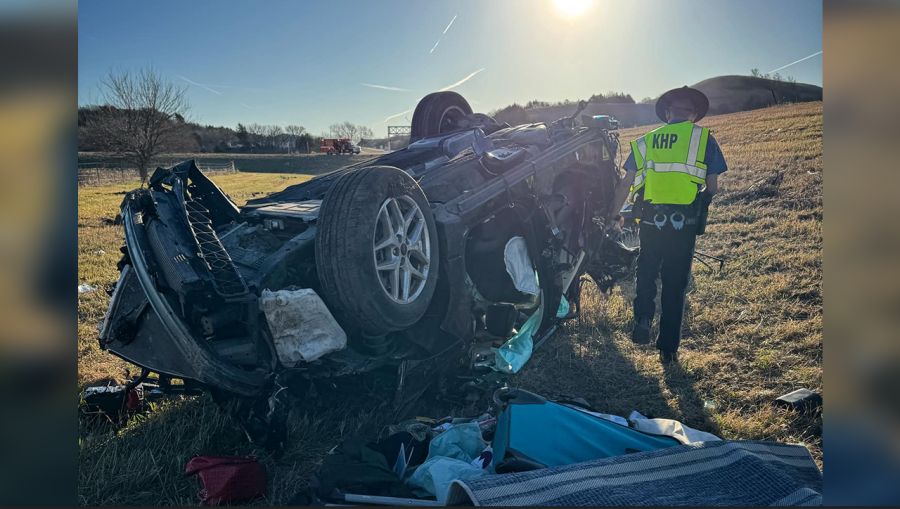 Woman found trapped inside wrecked vehicle on I-70, flown to hospital