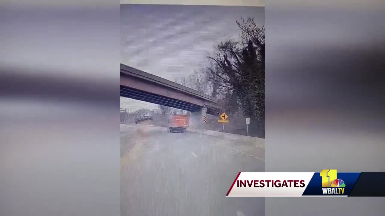 Car goes airborne after crash, narrowly missing traffic