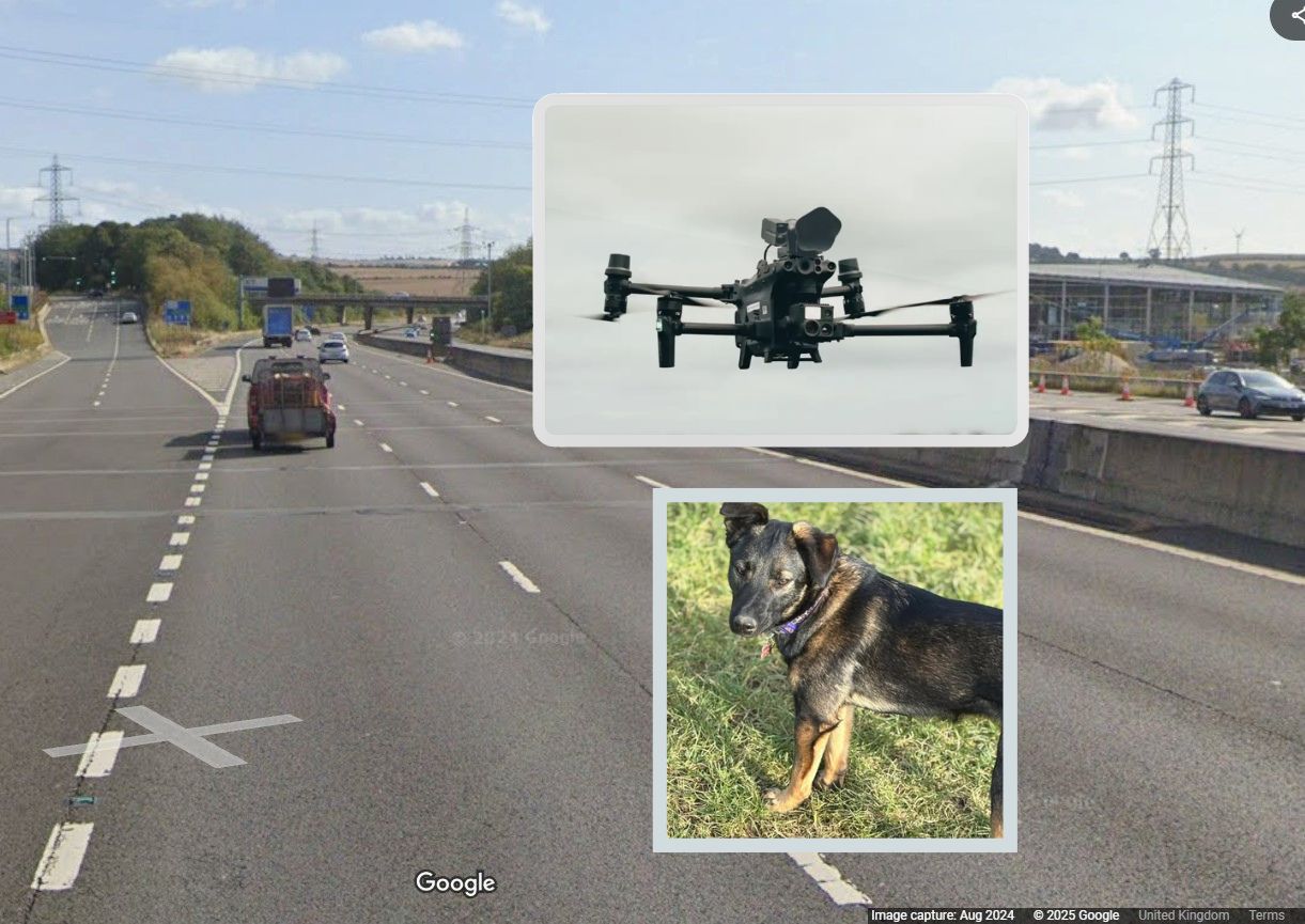 M1/M18 crash: Drones drafted in to join search for for missing dog ...
