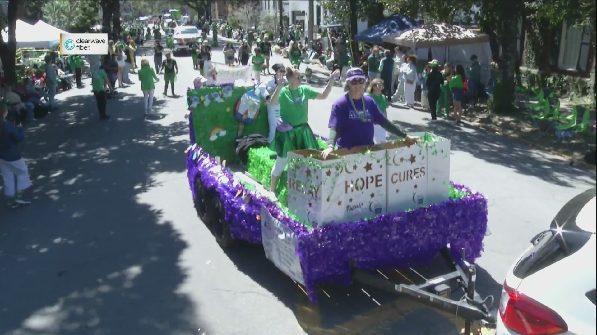 American Cancer Society Relay for Life float 2025 St. Patrick's Day Parade