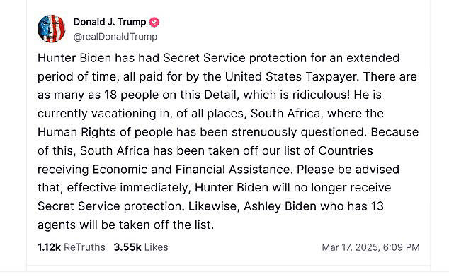 Trump ENDS Secret Service protection for Biden children