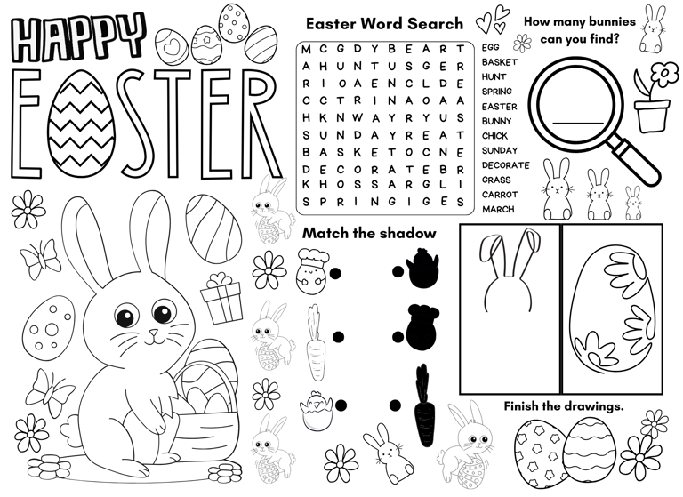 4 Printable Easter Activities Placemats