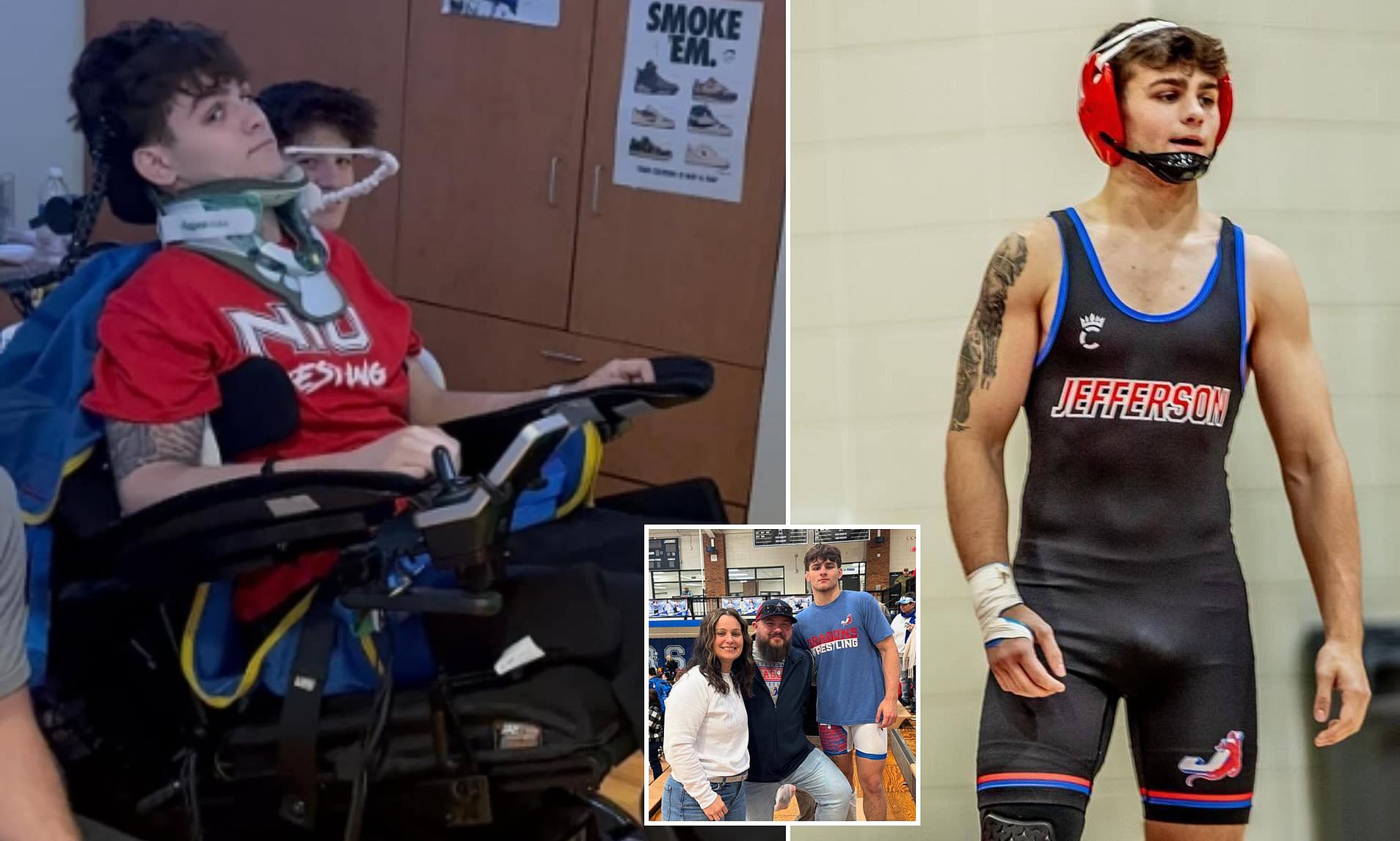 Heartbreaking photos emerge of teen wrestler left paralyzed after freak ...