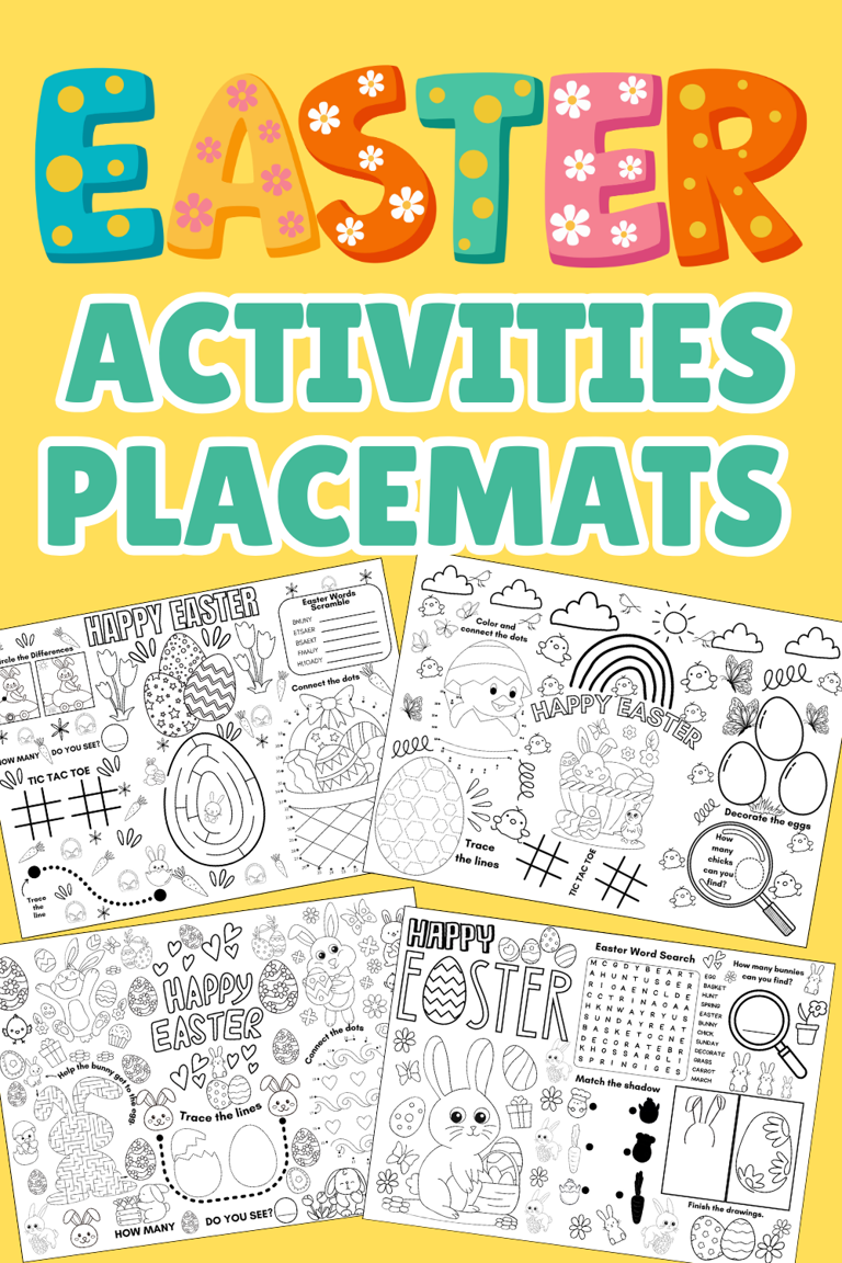 4 Printable Easter Activities Placemats