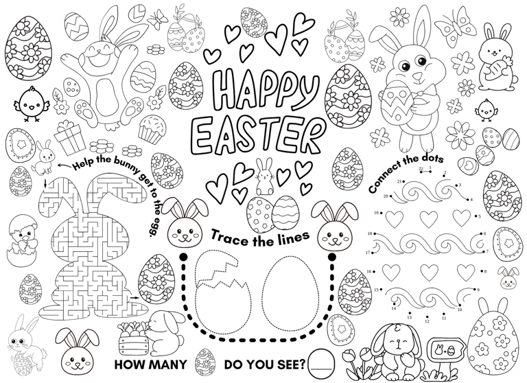 4 Printable Easter Activities Placemats