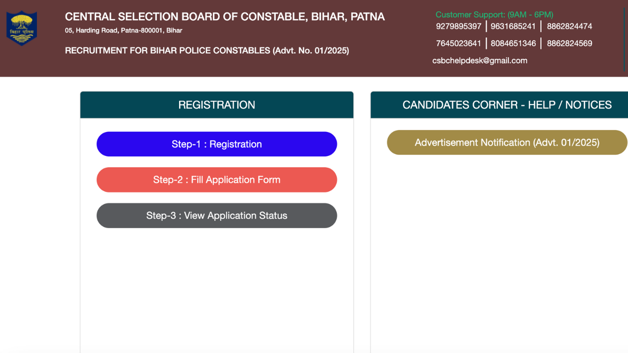 CSBC Bihar police constable recruitment 2025 application begins for ...