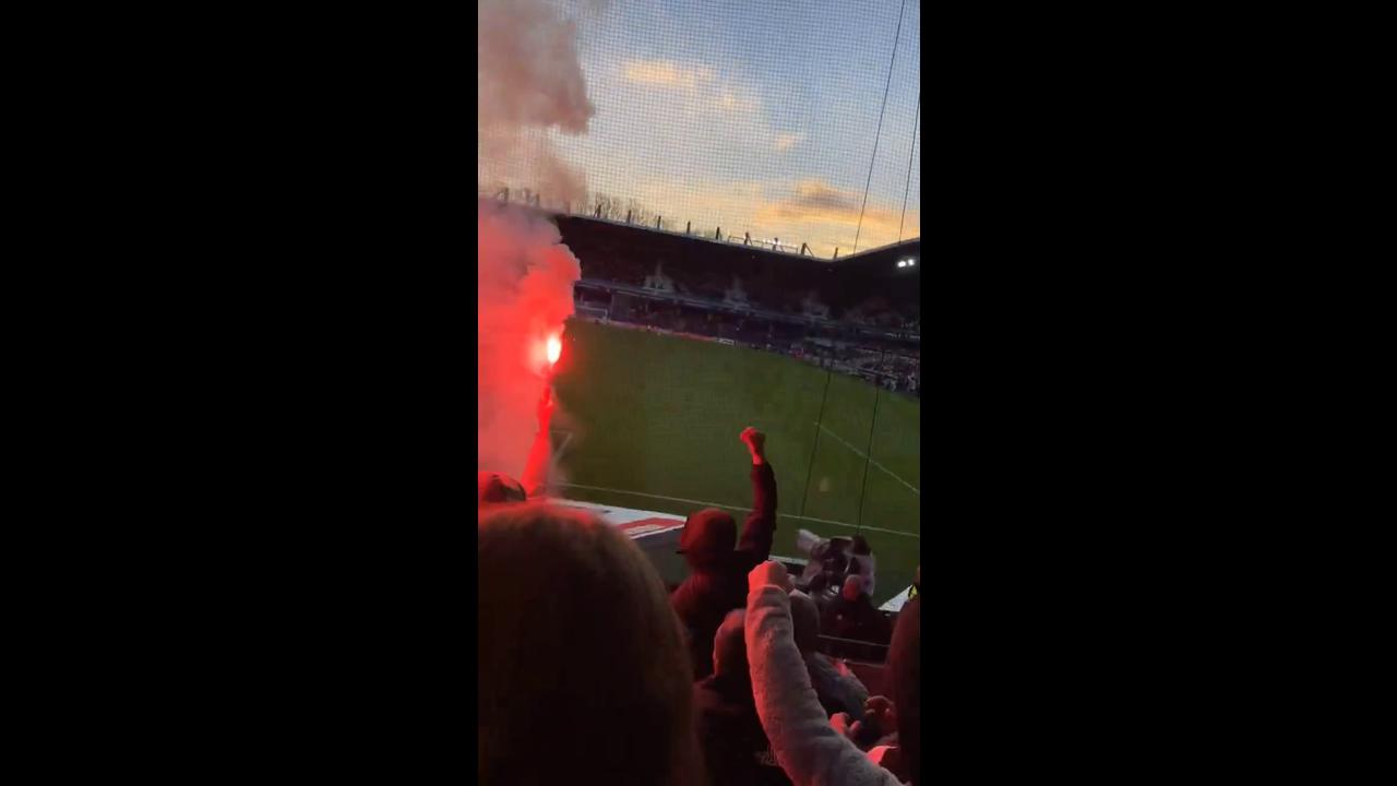 Football hooligans hurl flares as crowd violence erupts at match in France