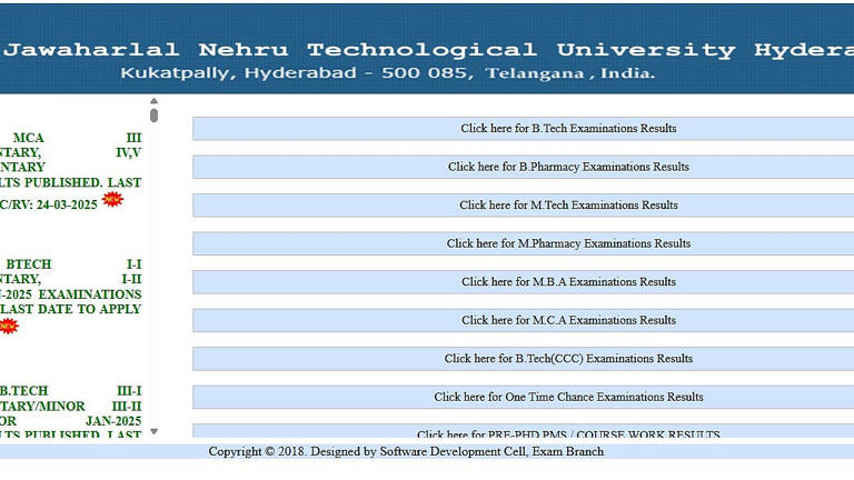 JNTUH B.Tech & MCA Supply Exam Results 2025 Announced At results.jntuh.ac.in; Direct Link Here