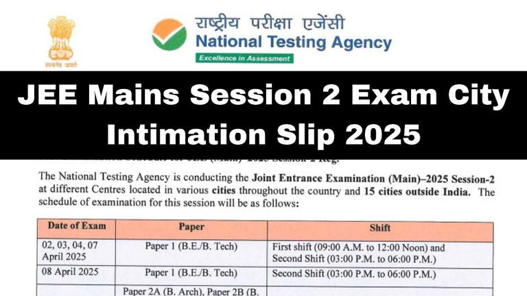 JEE Main 2025 City Intimation Slip Soon; Admit Cards To Release Three Days Before Exam