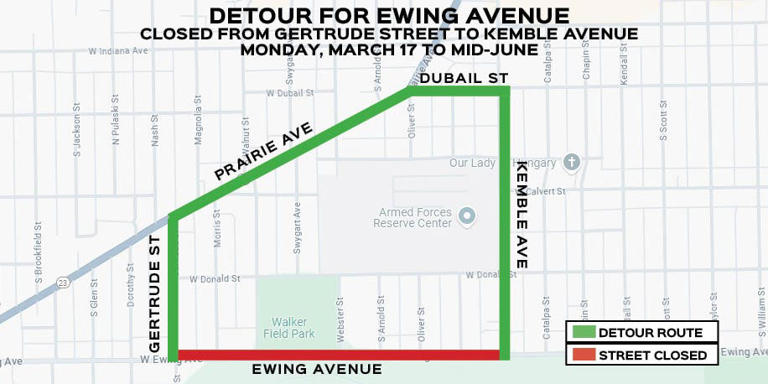 Work begins on Ewing Avenue streetscape improvement project in South Bend