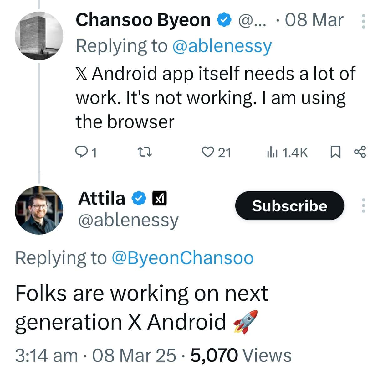 X developer hints at "next generation" Android App