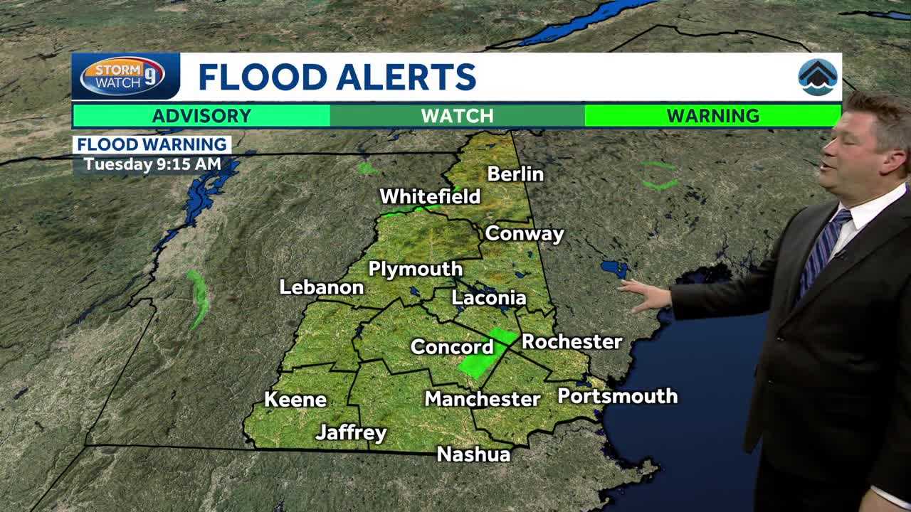 Two river flood warnings remain in effect in New Hampshire after rainstorm