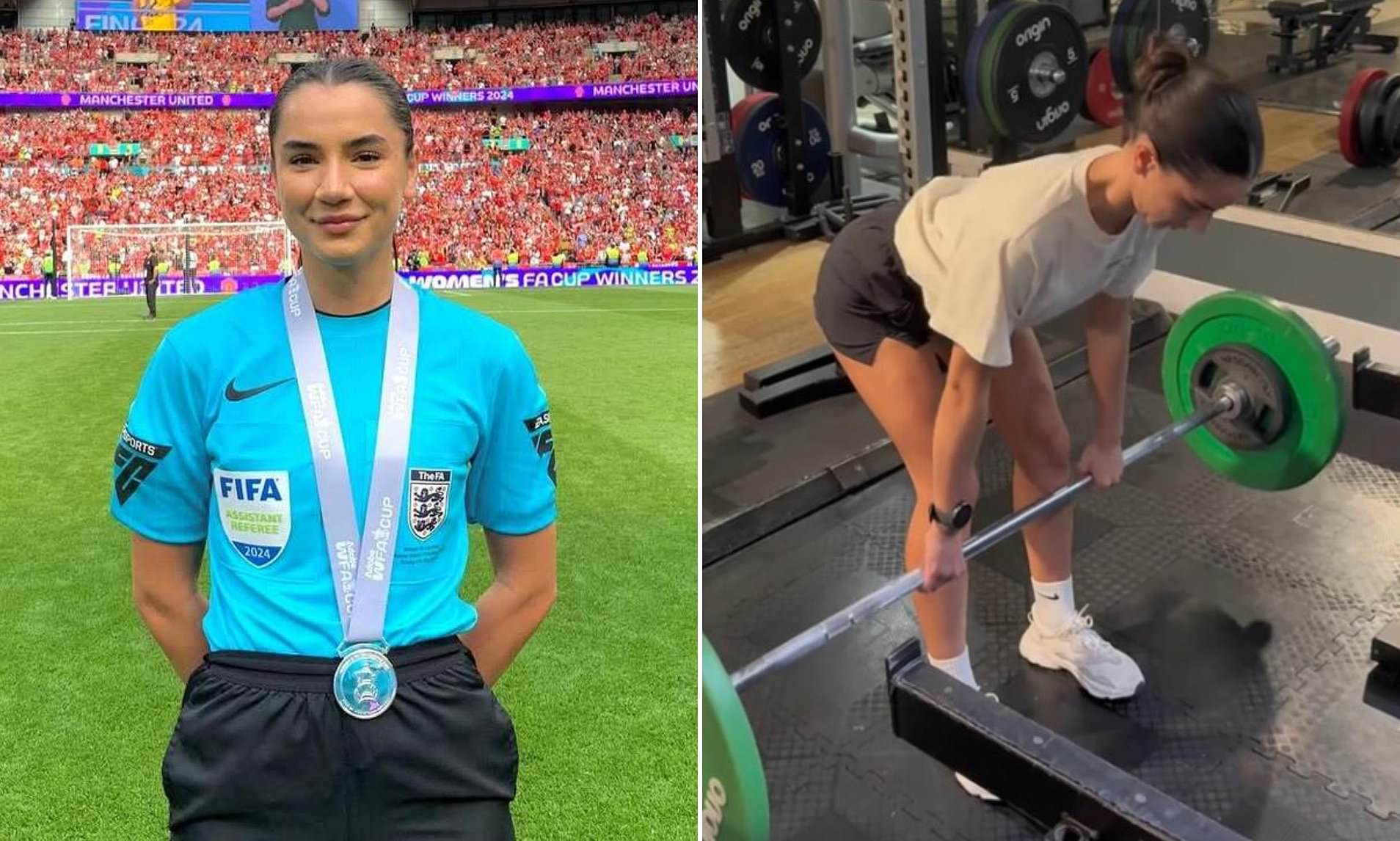 Female referee shows off INSANE fitness levels needed for top-level ...