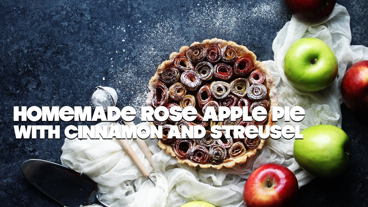 Homemade Rose Apple Pie Recipe with Cinnamon and Streusel