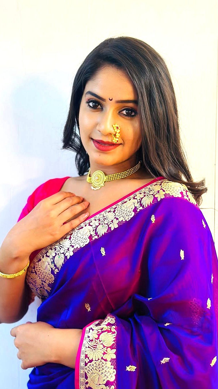 'कपाळी चंद्रकोर, नाकी नथ अन् गळी शोभते ठुशी' सावळ्याची जणू सावली फेम ...