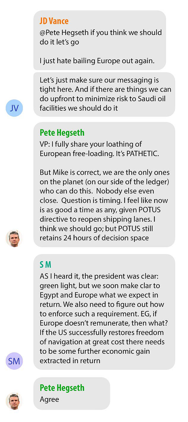 Pete Hegseth's reaction to top secret war plans revealed in group text