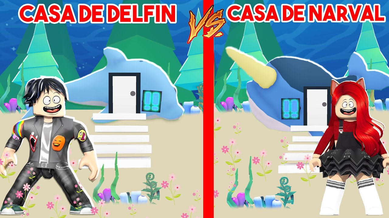 Casa de delfín vs casa de narval increíble en Adopt Me Roblox