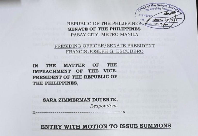 House asks Senate to order Sara Duterte to answer impeachment complaint