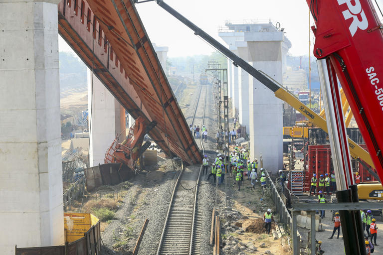 Rail traffic restored at accident site of bullet train project in Gujarat