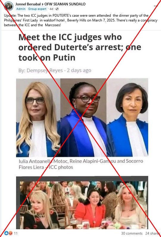 Philippine first lady's dinner photo falsely linked to Rodrigo Duterte ...