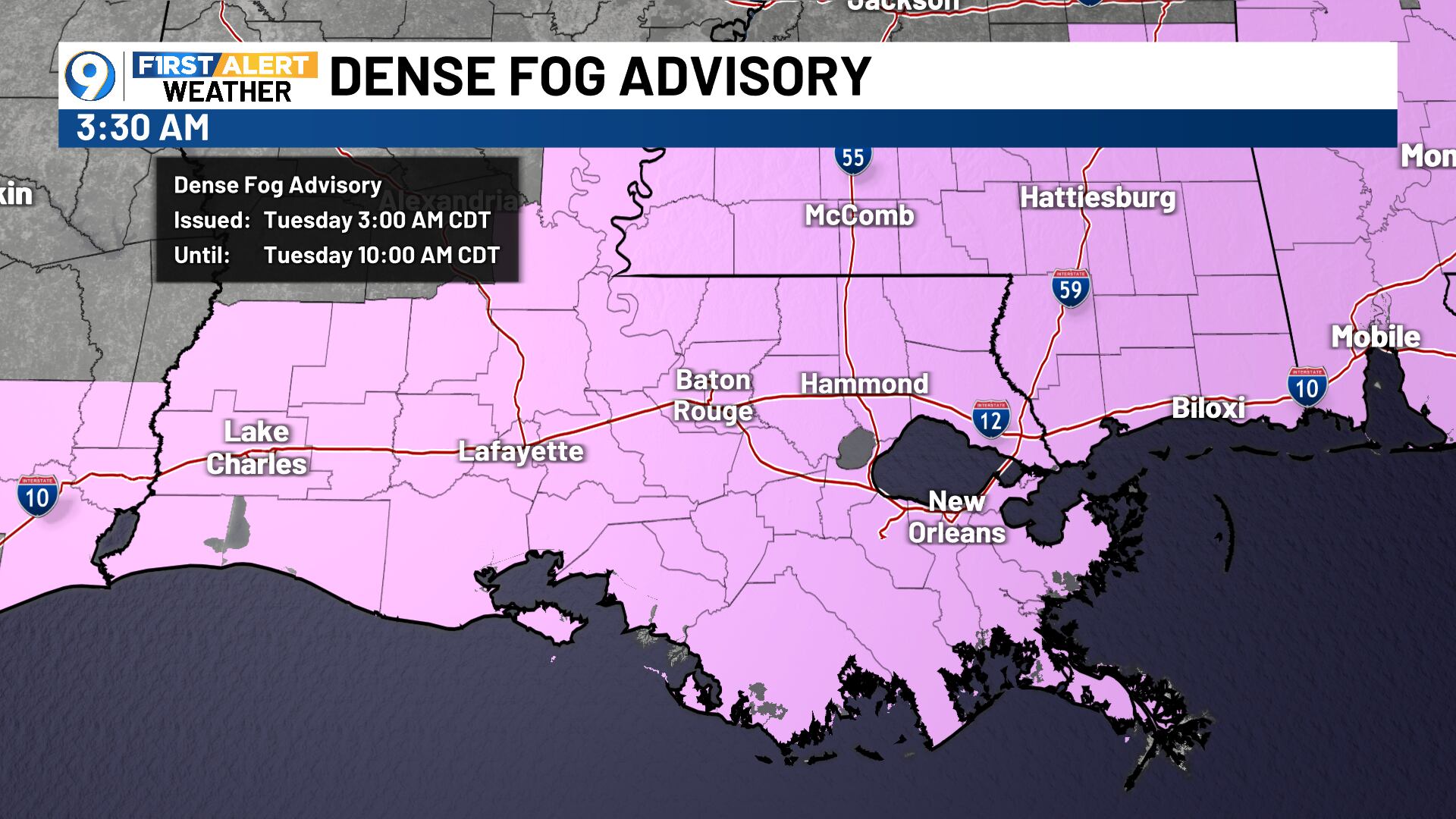 Dense fog, but drier