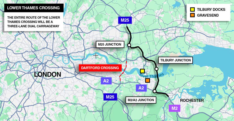 Full details of new £10,000,000,000 Lower Thames Crossing after it is ...