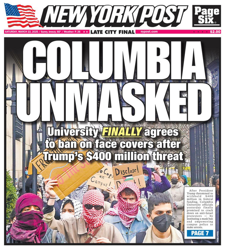 Columbia’s interim president privately told faculty there was no mask ...