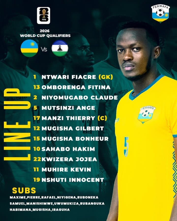 FIFA WCQ: Rwanda versus Lesotho confirmed line-ups
