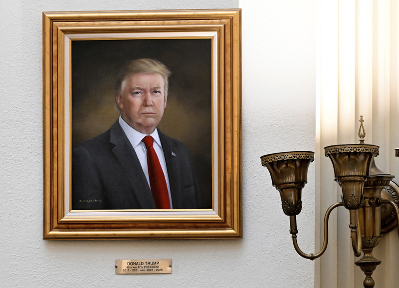 Portrait of Donald Trump he branded 'purposefully distorted' removed ...