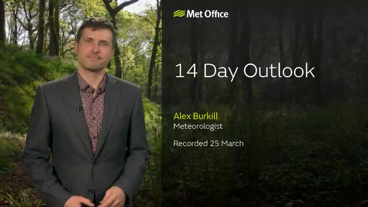 Met Office 14 day weather outlook 25/03/25